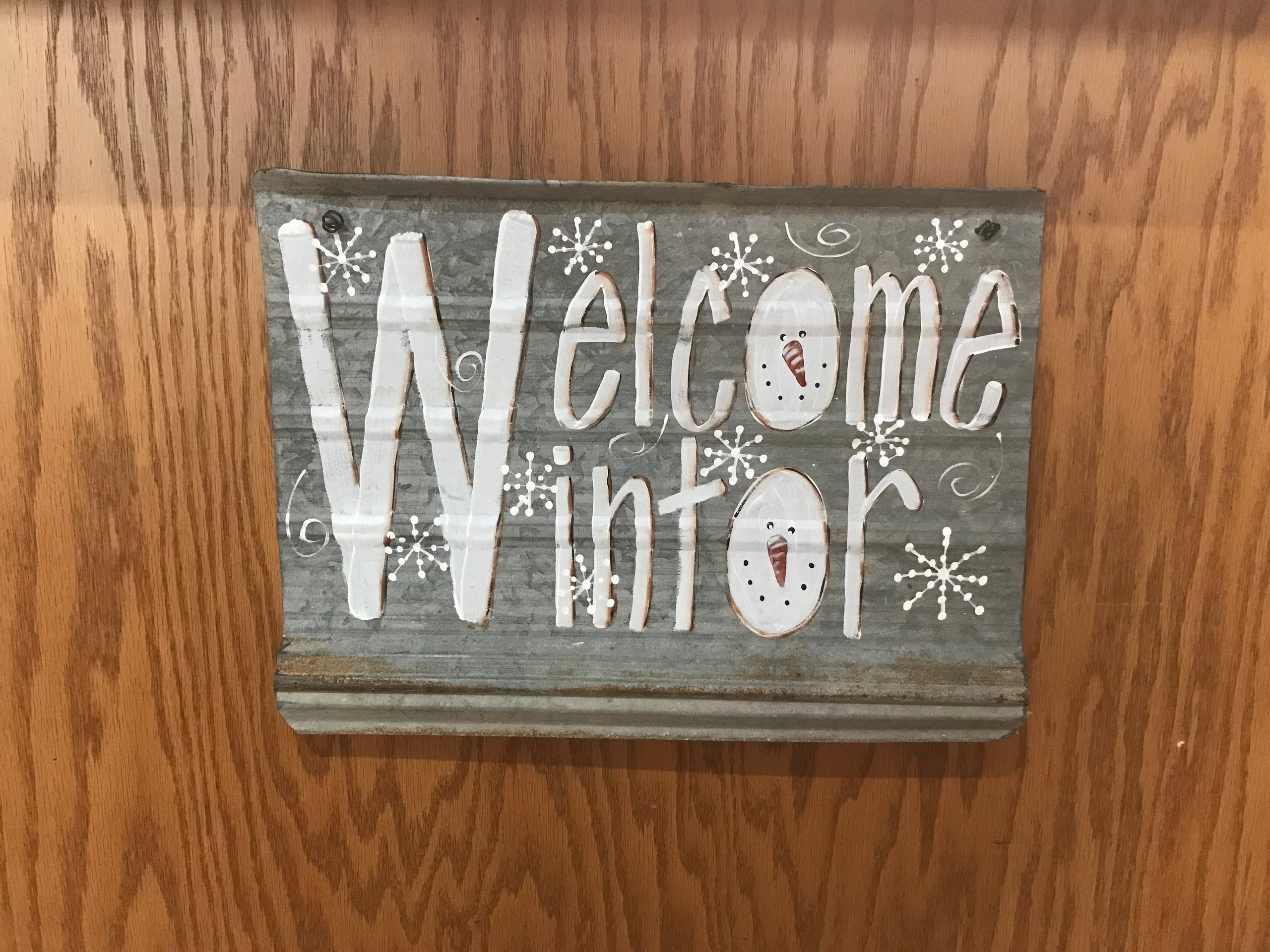Welcome Winter Hand Painted Tin Sign | Primitive Peddler 206 2nd Street ...