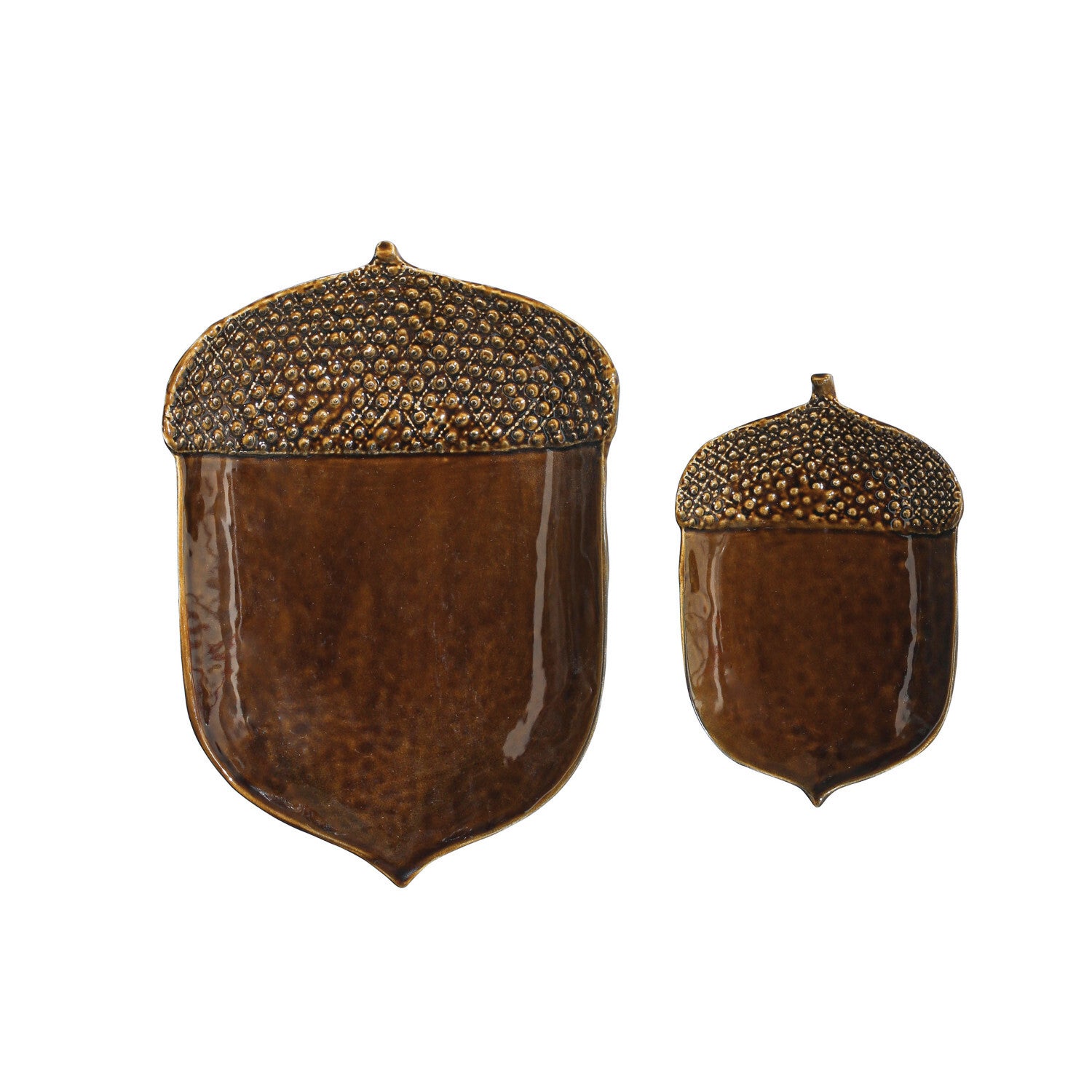 Stoneware Acorn Shaped Plates, Brown, 2 Assorted | Primitive Peddler ...
